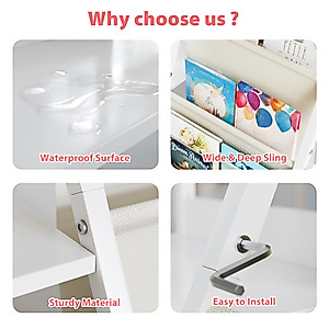 LATIBELL 3 Tier Kids Bookshelf and Toy Storage, Kids Book Sling Shelf, Montessori Baby Toddler Bookshelf for Kids, Kids Bookcase, Toy Storage Organizer, for Playroom, Bedroom, Nursery (White)