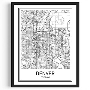 Denver Map Print Denver Map Art Colorado Print City Maps Map Print Map Art Print Black and White Map Wall Art Map Art Modern City Art Scandinavian Poster City Map Poster 8x10