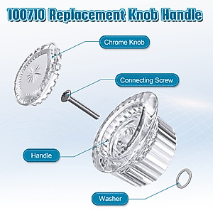 Enhon 4 Pcs Replacement Knob Handle Kit Compatible with Moen 100710 Shower Handle, Shower Knob Replacement for Single Handle Bathroom Faucet Tub Shower Handle, Chrome Knob Insert