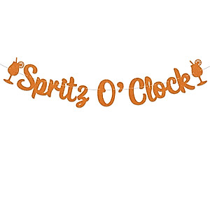 Spritz O’Clock Banner - Lemon Citrus Bridal Shower Bachelorette Wedding Party Decorations, Spritz Bar Banner, Orange Bridal Shower Spritz Station Decoration Orange Glitter