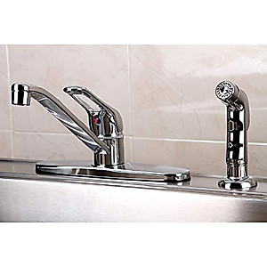 Kingston Brass KB562SP Wyndham Single Loop Handle Kitchen Faucet with Side Sprayer, 8-Inch, Polished Chrome