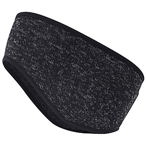 Women’s Ponytail Headband Ear Warmer Head Wrap Yoga Hair Band Running Sweatband (Bigger-Black)