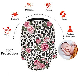 Nursing Cover Breastfeeding Scarf Rose Leopard Cheetah- Baby Car Seat Covers, Stroller Cover, Carseat Canopy (j)