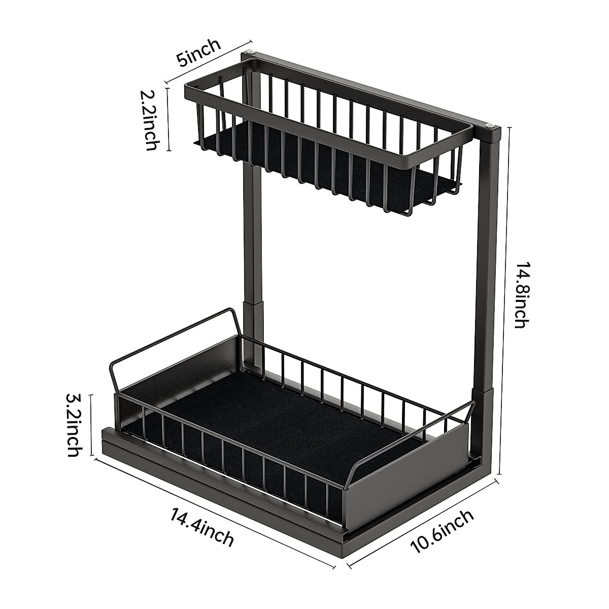 KINGPOUL under sink organizers and storage-2Tier organization and storage Slide Out Pull Out cabinet organizer Drawers L-Shape Under Kitchen Bathroom Sink Organizers and Storage(Black)