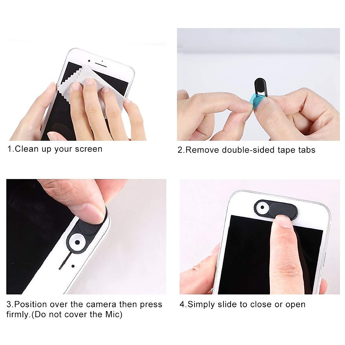 Wareway Webcam Cover Slide Ultra Thin Metal Camera Cover for iPhone iPad PC Computer MacBook Pro Surface Tablets, Smartphone Enhanced Privacy & Security Protection (Black Pack of 6)