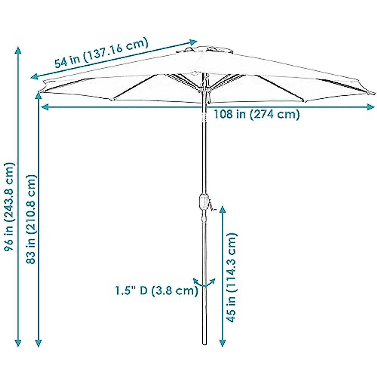 Sunnydaze 9-Foot Patio Umbrella - Push-Button Tilt and Crank Handle - Aluminum Pole and Polyester Shade Canopy - Gold