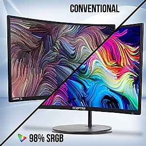 Sceptre Curved 24" 75Hz Professional LED Monitor 1080p 98% sRGB HDMI VGA Build-in Speakers, Machine Black 2021