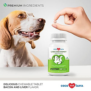 Milk Thistle for Dogs - 120 Chewable Tablets - Liver and Kidney Support for Dogs - Hepatic Support with EPA & DHA - Detox for Dogs - Dog Liver Support - Liver Supplement for Dogs