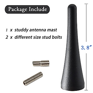 Anina Antenna Mast Replacement 3.8 Inch for 2010-2014 Ford Mustang, 2013-2023 Ford Transit, 2013-2019 Lincoln MKZ AM/FM Radio Stubby Aerial Short Antenna Mast Black Aluminum Car Wash Proof