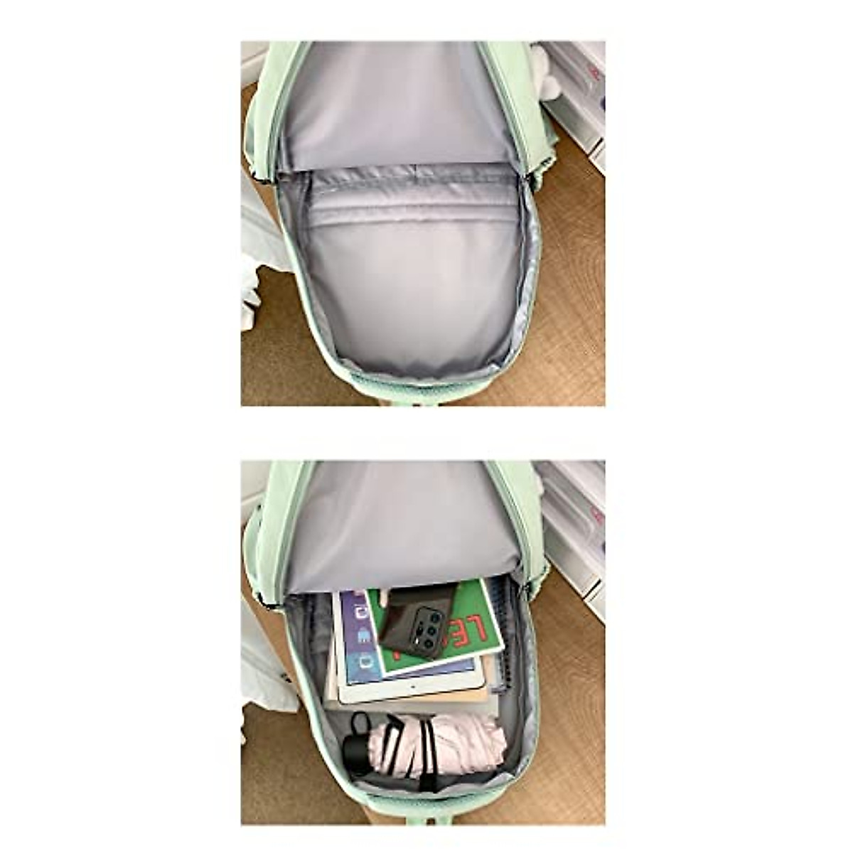 Cute Backpack Kawaii Backpack Aesthetic Supplies Cute Aesthetic Backpack for College Laptop Travel Supplies (Green)