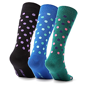 ONE CODE Men's Colorful Dress Socks with Gift Box, 3-Pack, Giant Polka Dot