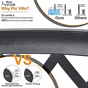 PHI VILLA Patio Dining Chairs, 300Lbs Stackable Wrought Outdoor Metal Dining Chairs with Armrest for Outdoor Kitchen Garden, Backyard - 2 Pack