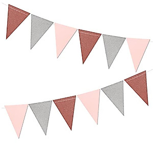 Rose-Gold Pink Silver Party Decorations - 52Ft Paper Streamer 17Ft Paper Banner Women Girls Happy Birthday Decoration Baby Bridal Shower Garland Bachelorette Engagement Brunch Mothers Day Decor