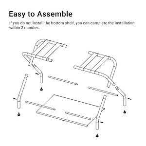 Dunatou Luggage Rack, Suitcase Stand with Storage Shelf, Luggage Stand for Guest Room, Hotel, Bedroom, Hold up to 200 lb, Black, Installation Method is Simpler than Before