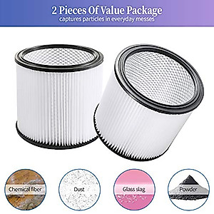 DerBlue 2 PACK Replacement Filter Compatible with Shop-Vac 90304 90350 90333 fits Most Wet/Dry Vacuum Cleaners 5 Gallon and Above