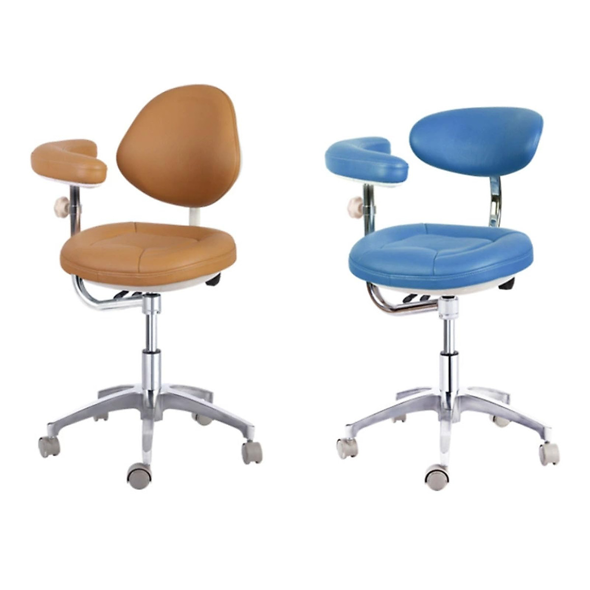 SFKLYU Dental Stool, Doctor Chair Dental Assistant Stool with Armrest Microfiber Leather Height Adjustable for Dental Clinics, Offices, Labs,Orange,47~61CM