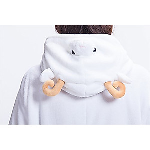 Sheep Kigurumi Cosplay Halloween Romper Soft Cozy Jumpsuit Costume L White