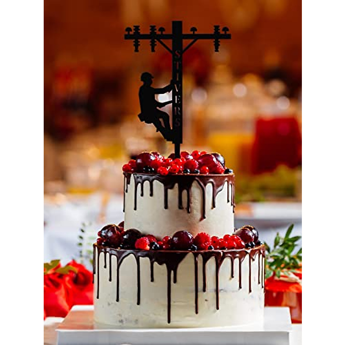 Lineman birthday Cake Topper- Personalized Lineman retirement cake topper, custom line worker cake topper, wire worker cake topper, JOURNEYMEN