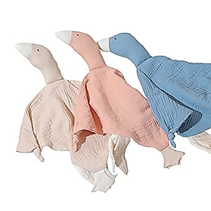 FOMUNI Baby Muslin Lovey Knit Newborn Babies Security Blankets Goose Lovie Cuddly Comforter Safe Loveys for Infant Boy Girl, Pink