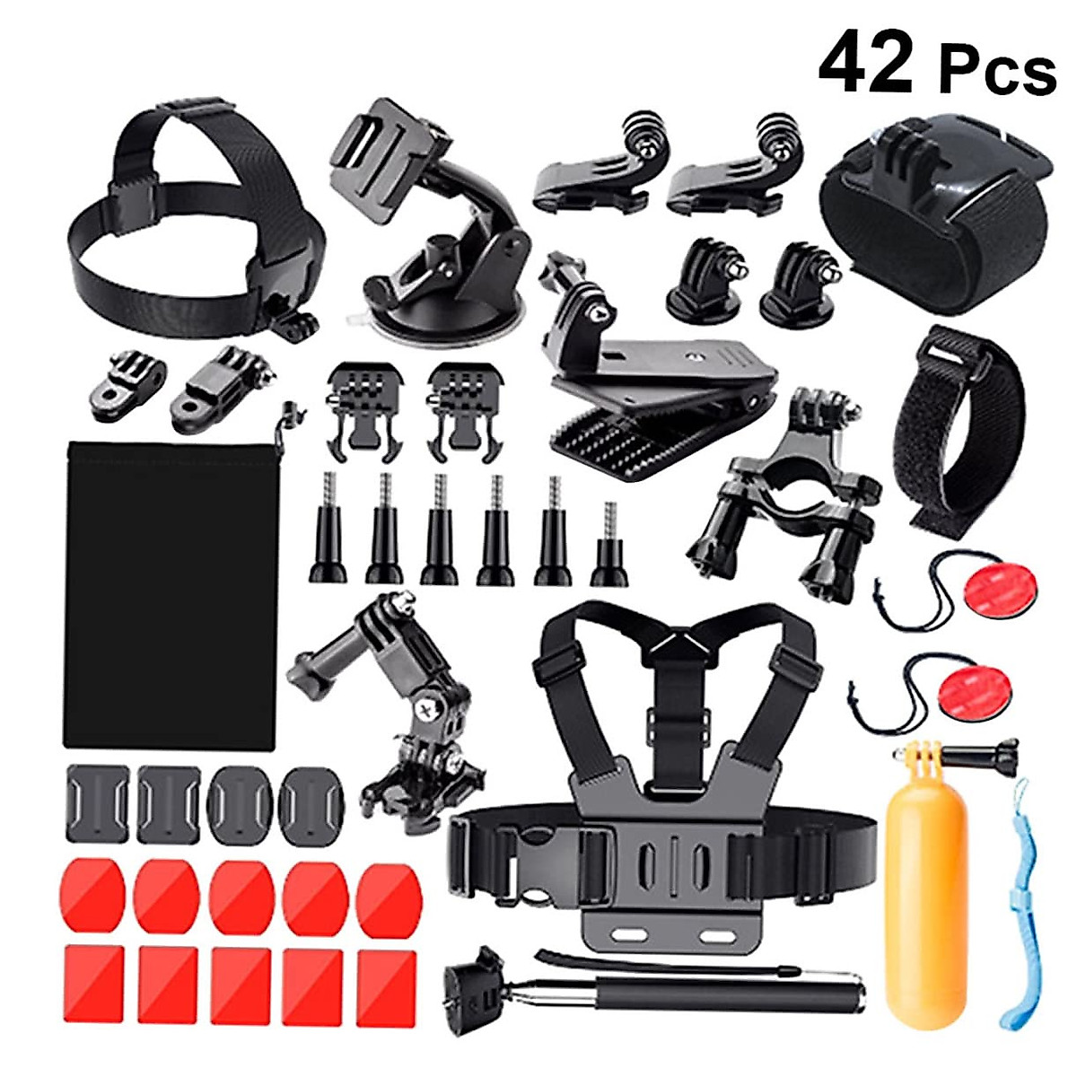 Mikikit Action Camera Accessory Kit 42PCs Set Complete Action Camera Accessories Selfie Stick for Camera