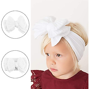 Makone Handmade Baby Headbands with Bows Stretchy Nylon Headbands for Infant Baby Girls