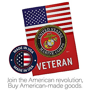 US Marine Corps Veteran Garden Flag - Armed Forces USMC Semper Fi United State American Military Retire Official - House Decoration Banner Small Yard Gift Double-Sided Made in USA 13 X 18.5