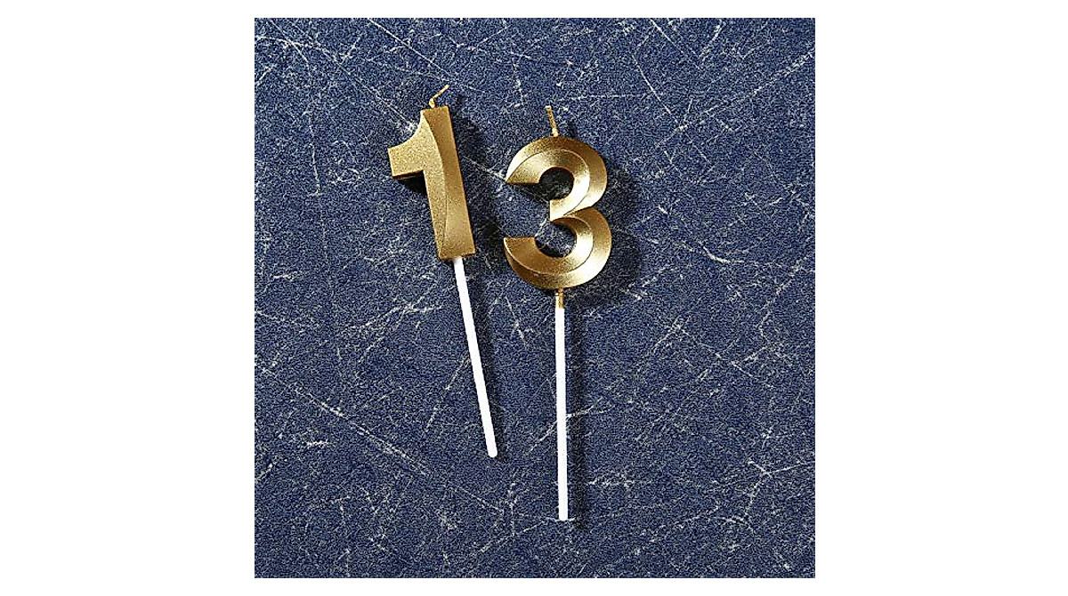 Gold Number 13 Cake Candles - Perfect for 13th Birthday Celebrations