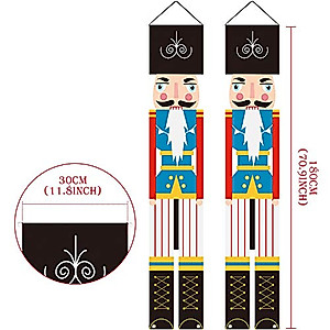LioNergy Nutcracker Christmas Porch Sign, Xmas Decor Banners, Patriotic Christmas Decorative Nutcracker Banner for Holiday Home Indoor Outdoor Porch Wall Christmas Party Decoration