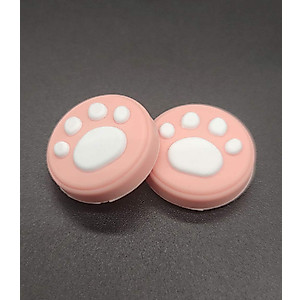 2 x Silicone Analog Controller Thumb Stick Joystick Grips Cap for Switch NS & Switch Lite Controller Joy-Con ThumbStick Cute Cat Paw Claw (Pink-White)