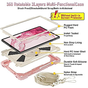 Tablet PC Case Compatible with Samsung Galaxy Tab S7 Plus 12.4 T970/T975/T976B(2020)/S7 FE 12.4 T730/T733/T736B (2021) Case,Heavy Duty Full Protective Shockproof Case W 360 Degree Rotating Multi-Funct