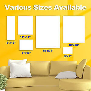 Canvas Panels, 100% Cotton 12.3 oz Triple Primed Canvases for Painting, Acid-Free Flat Thin Canvas Large Blank Art Canvas Boards for Acrylic Oil Watercolor Gouache Painting (White, 18"x24"(6-Pack))