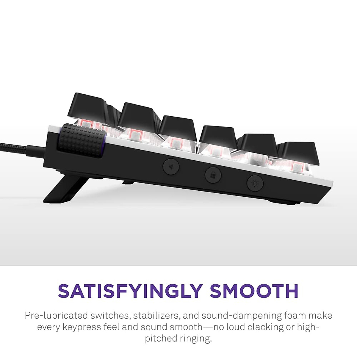 NZXT Function Full-Size Wired Gaming Keyboard – Gateron Red Mechanical Switches - Linear, Fast, and Quiet – Hot-Swappable – RGB Backlit – Aluminum Top Plate – Sound Dampening Foam – Wrist Rest – White