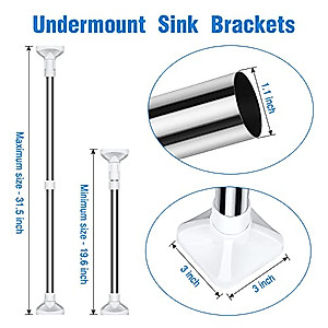Pyinlon Sink Support, Undermount Sink Brackets, Stainless Steel Under Mount Sink Supports for Fallen Sink, Adjustable Support Sink Legs for Kitchen, Bathroom (2pcs, 19.6"-31.5")
