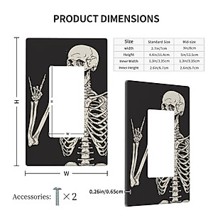 Skeleton Skull Single Rocker Light Switch Cover Wall Plate Decorative Outlet 1 Gang Faceplate for Kids Girls Bedroom Kitchen Funny Room Decor 4.40" X 2.70"