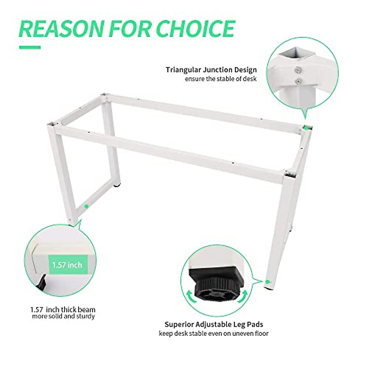 Coral Flower Modern Studio Collection Soho Computer Office Desk Simple Study Table Sturdy Writing Desk Workstation for Home Office, 47 Inch, Walnut with White Metal Frame