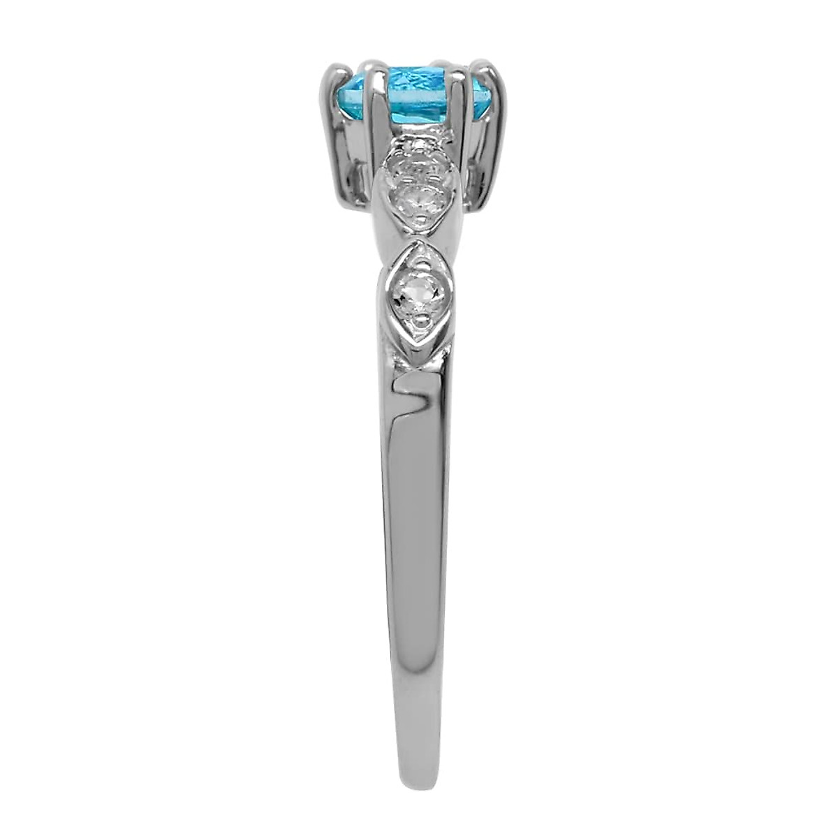 Silvershake Genuine Paraiba Neon Blue Topaz White Gold Plated 925 Sterling Silver Engagement Gemstone Ring for Women Size 8.5