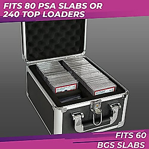 PREZA Trading Card Case - Graded Card Storage Box Display - Slab Case for Sports Card Collection Compatible with PSA and BGS (Black/Silver)