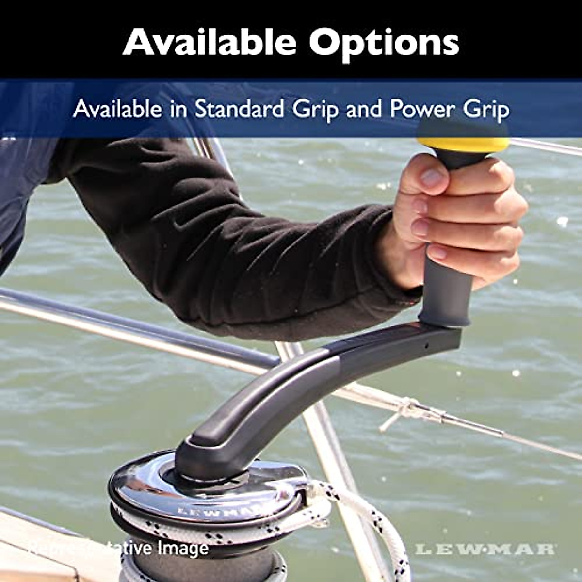 Lewmar 10" One Touch Aluminum Winch Powergrip Handle – Lightweight, Corrosion-Resistant, Marine-Grade Alloy, one-Touch Lock-in Winch Handle with Ball Bearing Grip, Three-Year Warranty