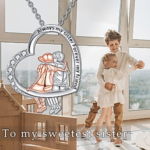 WINNICACA Sister Birthday Gifts Best Gifts for Sister from Brother Sterling Silver Sister Necklace Always My Sister Forever My Friend Jewelry to My sister Gifts for Sister Birthday from Brother