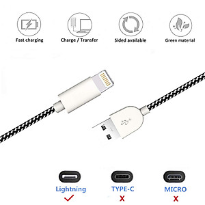 iPhone Charger Cable MFi Certified Lightning Cord 5Pack 3FT/6Foot/10Feet Sharllen Nylon Braided iPhone Charger USB Fast Charging&Syncing Wire Compatible iPhone12/11Pro/XS/Max/XR/X/8P/7/6/iPad White