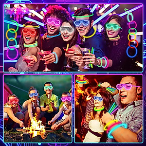 OLUPP 222PCS Glow in the Dark Party Supplies, Glow Sticks Glasses Favors, 200 PCS Glow Sticks and 22 PCS LED Glasses, New Years Neon Party Favors for Glow Party, Wedding, Concert, Raves, Birthday
