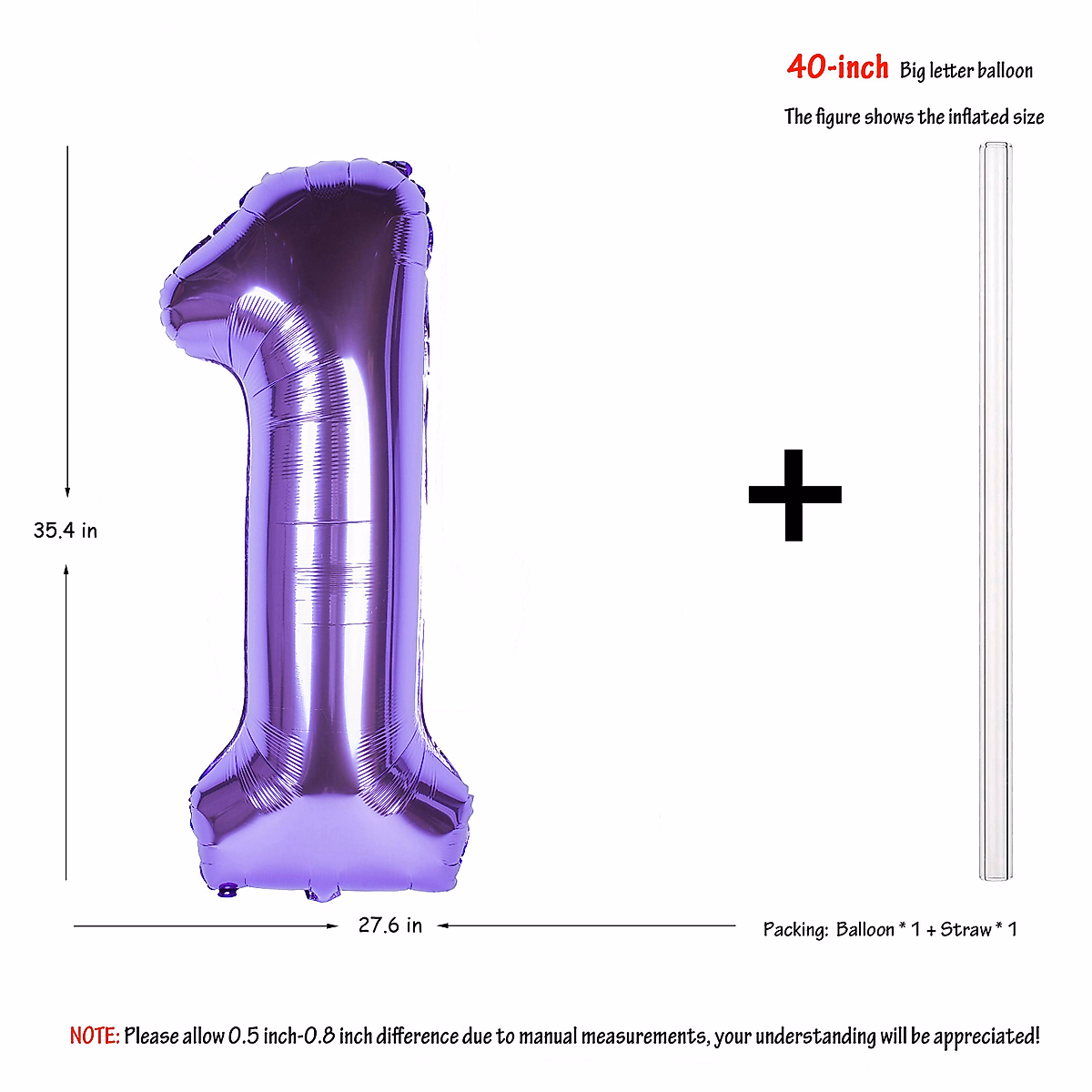 40 Inch Purple number Helium Foil Birthday Party Digit Balloons (Purple 1)