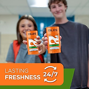 Miles Antiperspirant Deodorant Stick for Teens, Tweens and Kids Boys and Girls - Sweat and Odor Protection, Made in USA - Clean Scent, 2-Pack