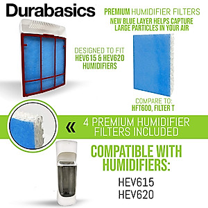 Durabasics Filter Replacements for Honeywell Filter T - 4 Pack - For HEV615 & HEV620 - Compatible with HFT600 Honeywell Humidifier Filter, HFT600, Filter HFT600 & Honeywell Humidifier Filter T
