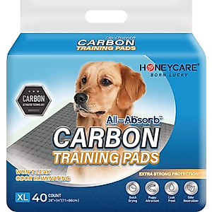 HONEY CARE All-Absorb Puppy Training Pads Dog Potty Pads Absorb Eliminating Urine Odor, Jumbo-Size Charcoal Puppy Pee Pad (Carbon, XL 28x34 inch, 40ct)