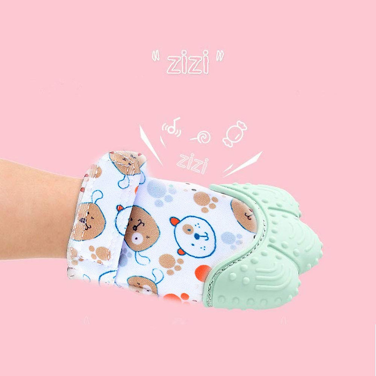 Baby Teething Mitten 2Pack-Stimulating Teeth Toys for Infant,Avoid Scratching (Orange2)