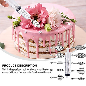 NUOBESTY 11pcs Russian Piping Tips Icing Syringe Set Stainless Steel Fondant Dry Wave Flower Frosting Tips 3D Jelly Cake Cupcake Decorating Supplies Baking Tool