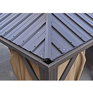 DHPM 12 * 20 FT Hardtop Gazebo with Steel Outdoor Gazebo Canopy Double Vented Roof Pergolas Aluminum Frame with Curtains for Garden,Patio,Lawns,Parties