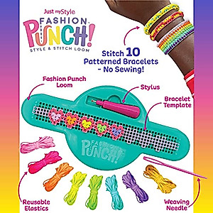 Just My Style Fashion Punch Style & Stitch Loom, Friendship Bracelet Kit, Jewelry Making Activity, Great for Birthday Parties, Sleepovers & Travel, Arts & Crafts for Kids Ages 6, 7, 8, 9