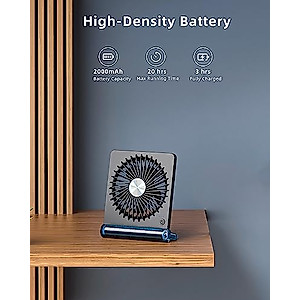 Koonie Portable Desk Fan, 3.5-20hrs Battery Operated Small USB Fan with Ultra Quiet 180° Tilt Folding, Rechargeable Personal Fan with 3 Speeds Strong Wind for Home Office Desktop, Black